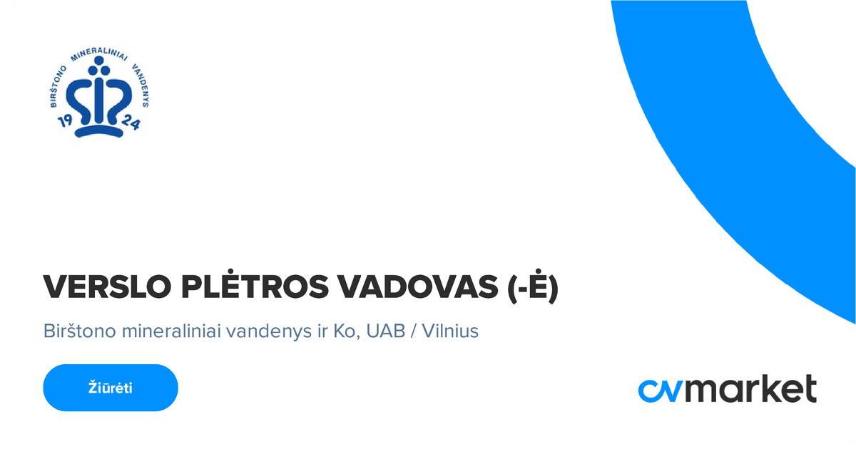 VERSLO PLĖTROS VADOVAS (-Ė), 2025-01-17