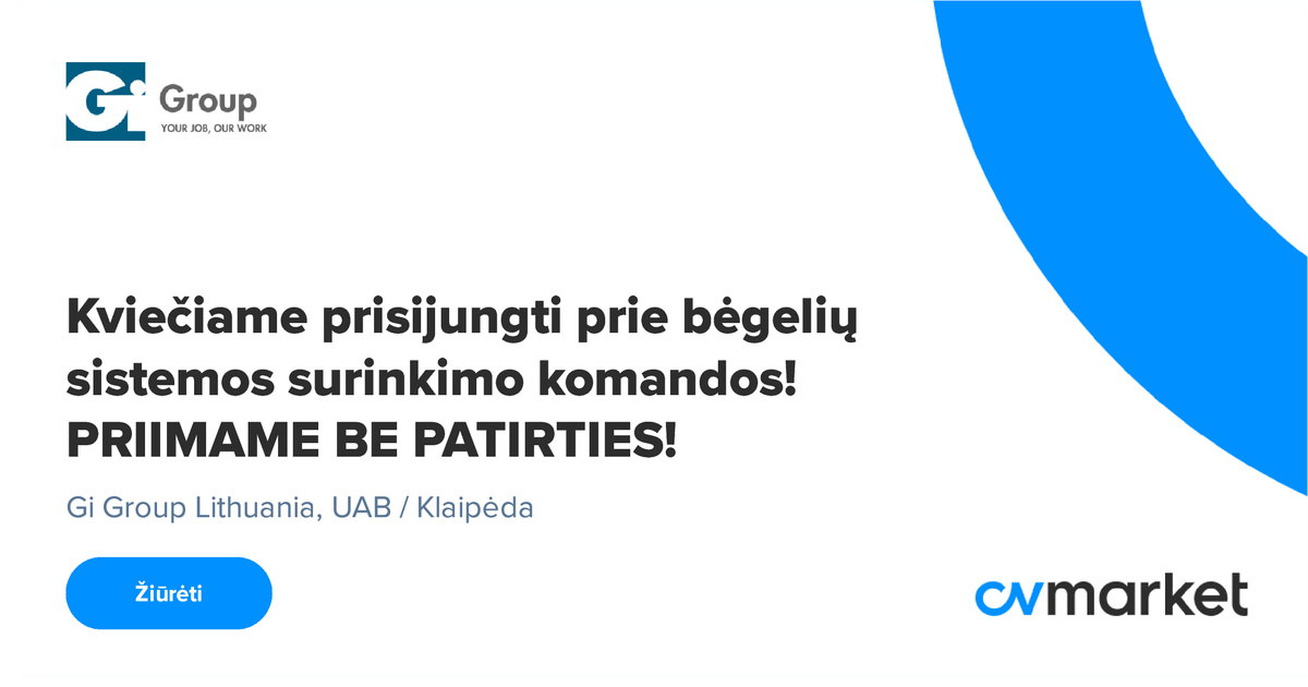 Kviečiame prisijungti prie bėgelių sistemos surinkimo komandos ...