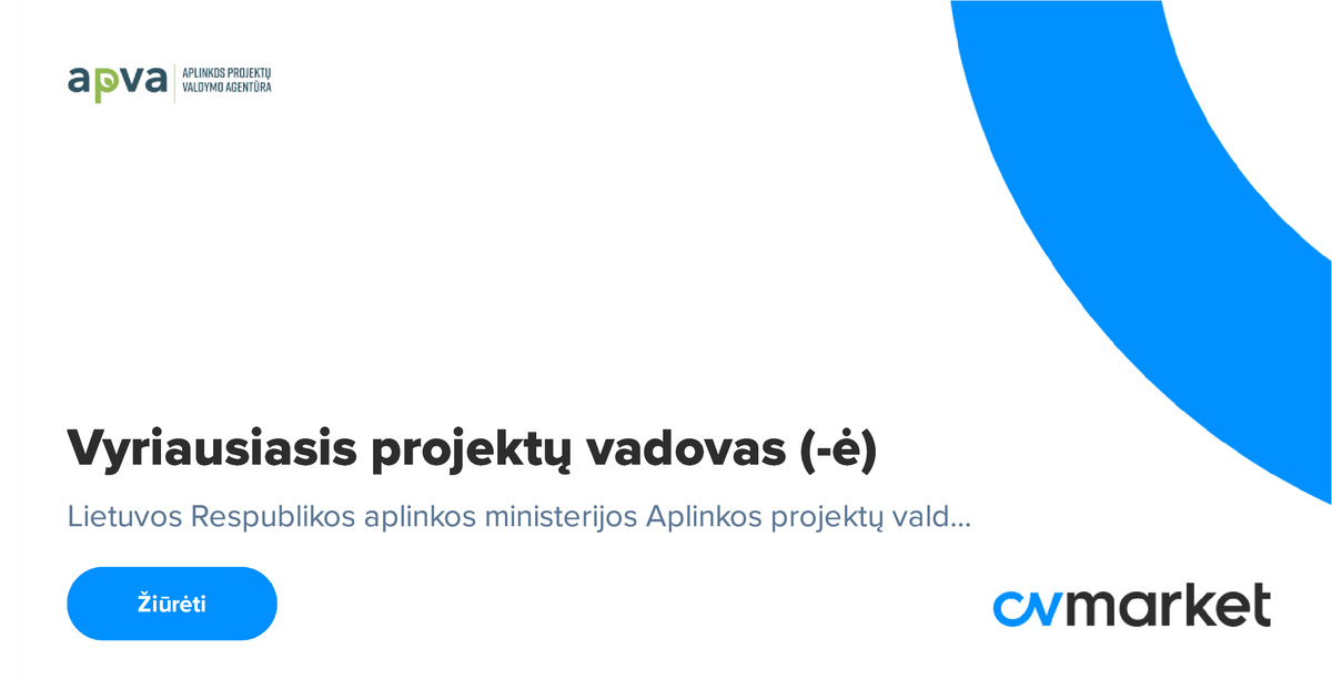 Vyriausiasis projektų vadovas (-ė), 2025-03-31