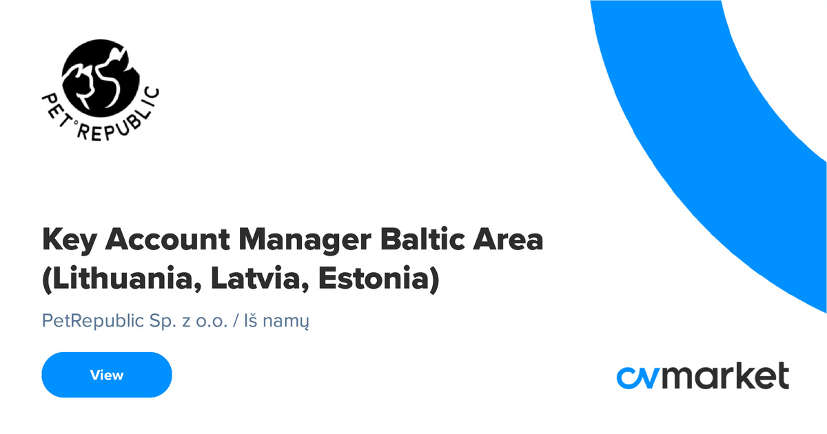 Key Account Manager Baltic Area (Lithuania, Latvia, Estonia), 2025-06-06
