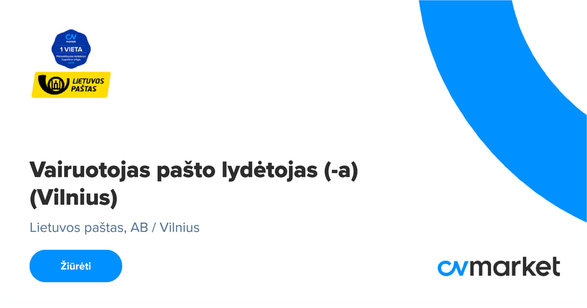 Vairuotojas pašto lydėtojas (-a) (Vilnius), 2025-08-01