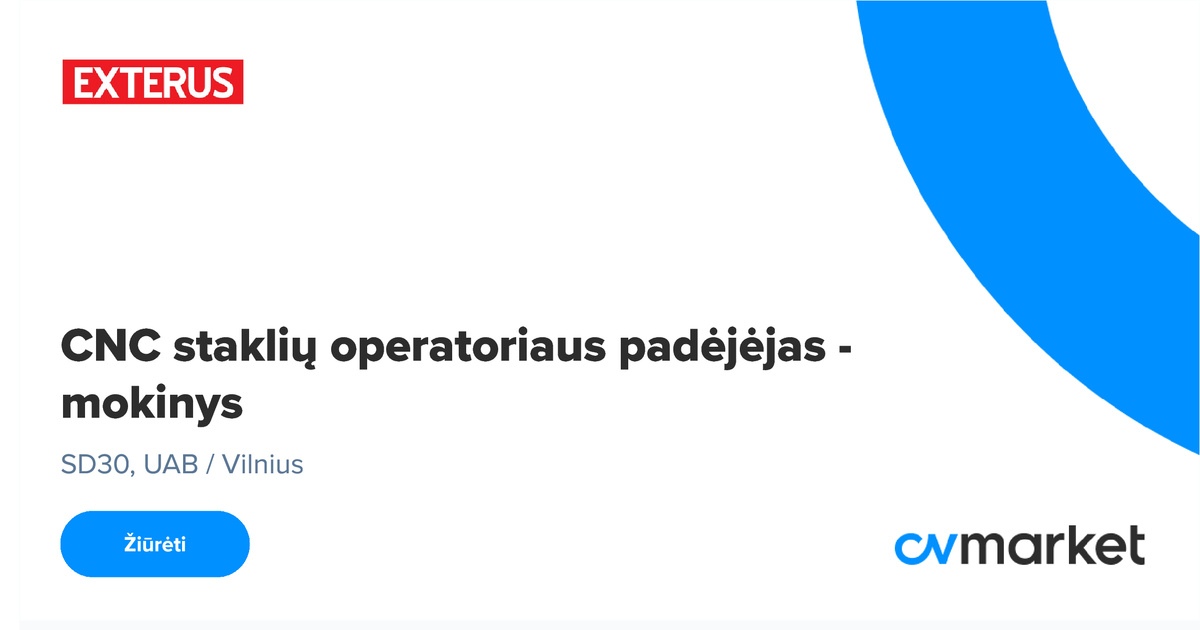 SD30, UAB CNC staklių operatoriaus padėjėjas - mokinys, 2025-11-14