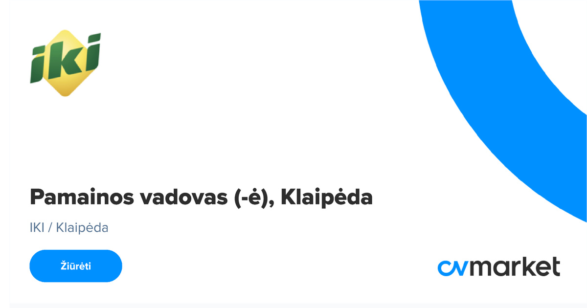 IKI Pamainos vadovas (-ė), Klaipėda, 2026-01-02